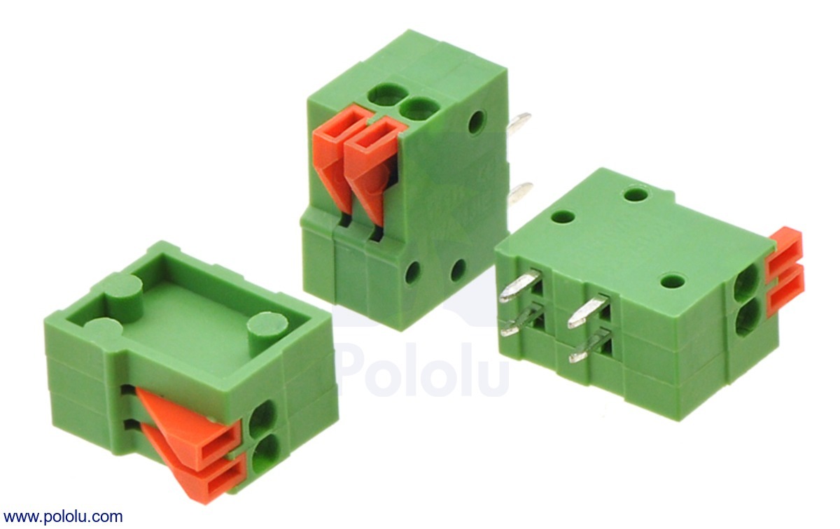 Screwless Terminal Block: 2-Pin, 0.1″ Pitch, Side Entry (3-Pack ...