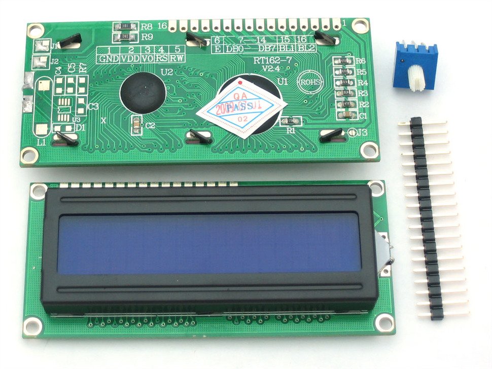 Standard LCD 16x2 extras - white on blue - Melopero Electronics