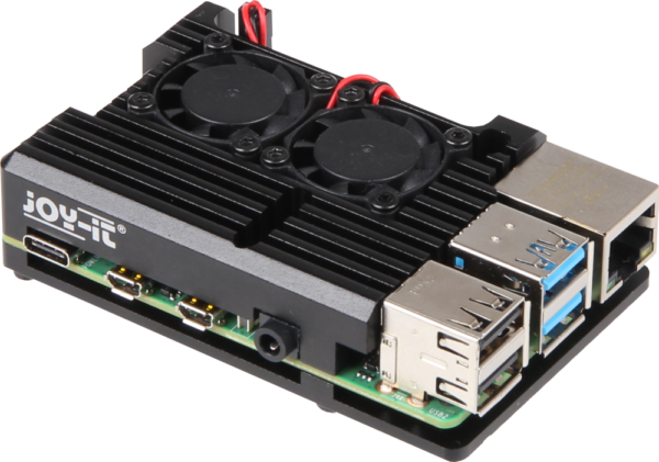 Raspberry Pi 4 ARMOR CASE BLOCK ACTIVE DOUBLE FAN - Melopero Electronics Raspberry Pi 4 ARMOR CASE BLOCK ACTIVE DOUBLE FAN - Melopero Electronics